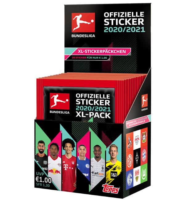 Topps Bundesliga Stickers 2020/2021 - Box With 36 Packets, Stickerpoint