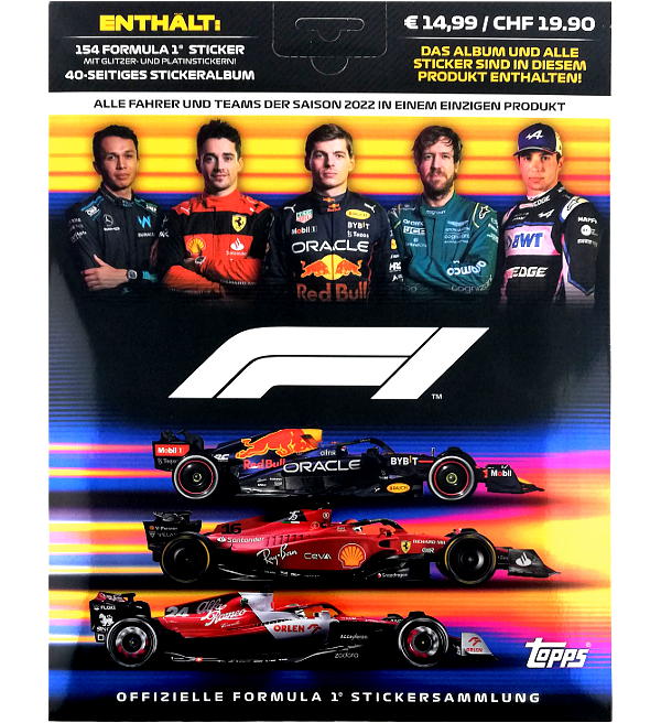 Topps F1 Formula 1 Sticker-Set 2022 - 154 Stickers + German Album ...